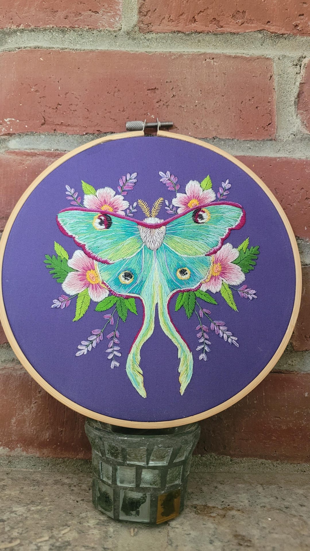 Luna Moth Hand Embroidered Art. Embroidery Hoop. Moth. Nature ...