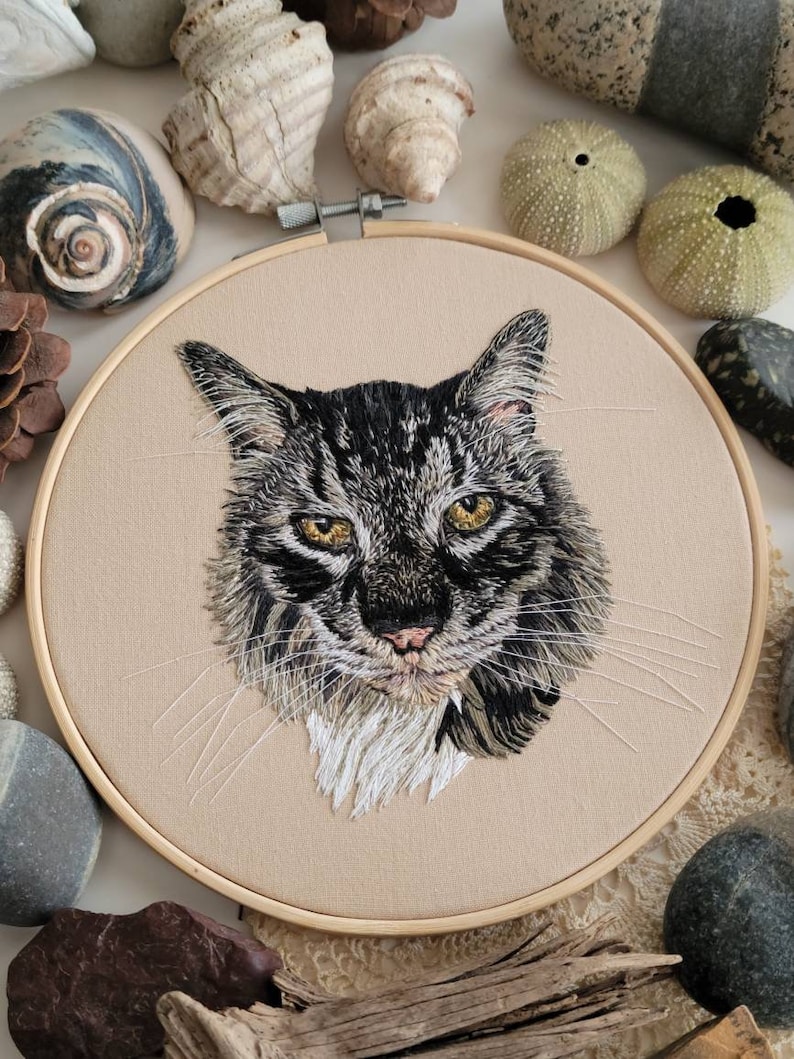 Pet Portraits. Hand Embroidered Portrait. Custom Embroidery. Dog and ...