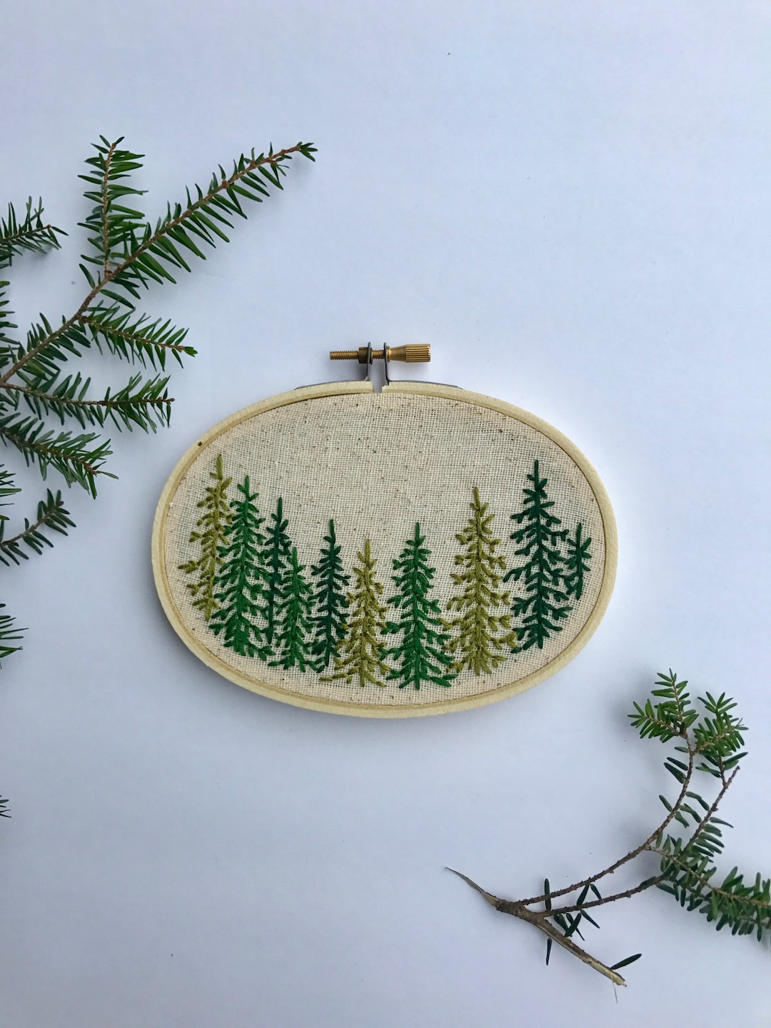 Pine Tree. Embroidery. Embroidery Hoop. Hand Embroidery. Wall Art ...