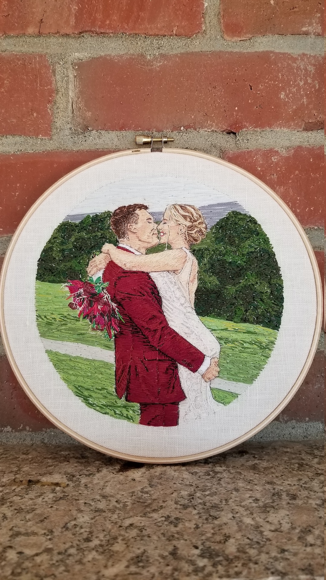 Made to Order Hand Embroidered Portrait, Custom Portrait, Wedding Gift ...