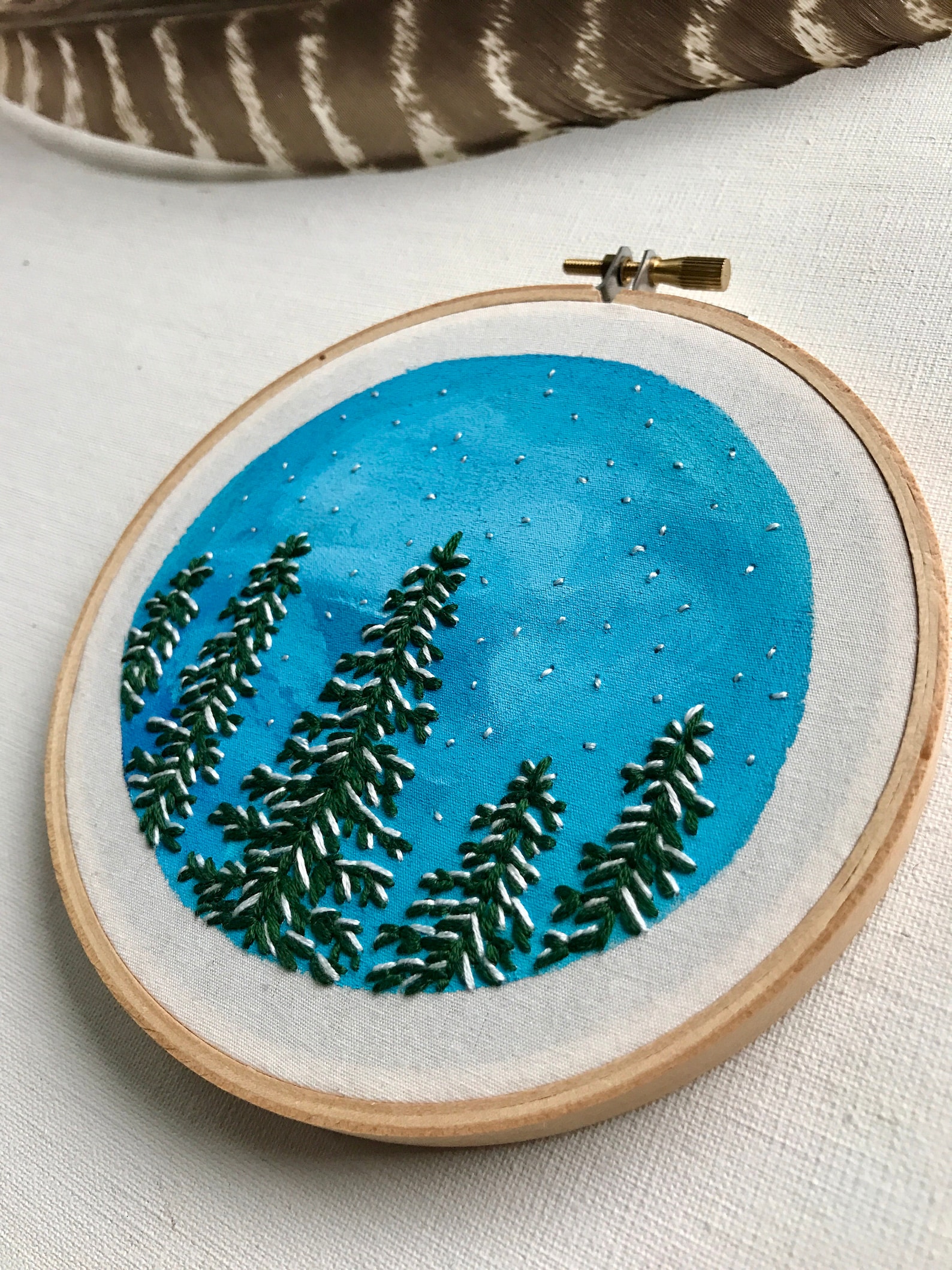 Hand Embroidery. Snowy Trees. Pine Trees. Winter. Embroidery ...