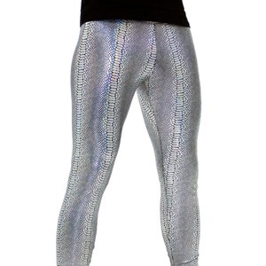 Silver Snake Holographic Meggings // Snake Skin Leggings // Iridescent ...
