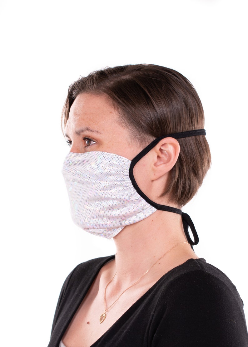 6 COLORS Shipping Now Holographic Disco Face Mask w/ Pocket | Etsy