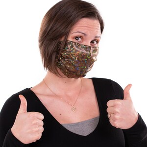 6 COLORS Shipping Now Holographic Disco Face Mask w/ Pocket | Etsy