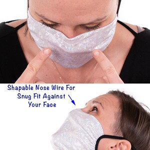 6 COLORS Shipping Now Holographic Disco Face Mask w/ Pocket | Etsy