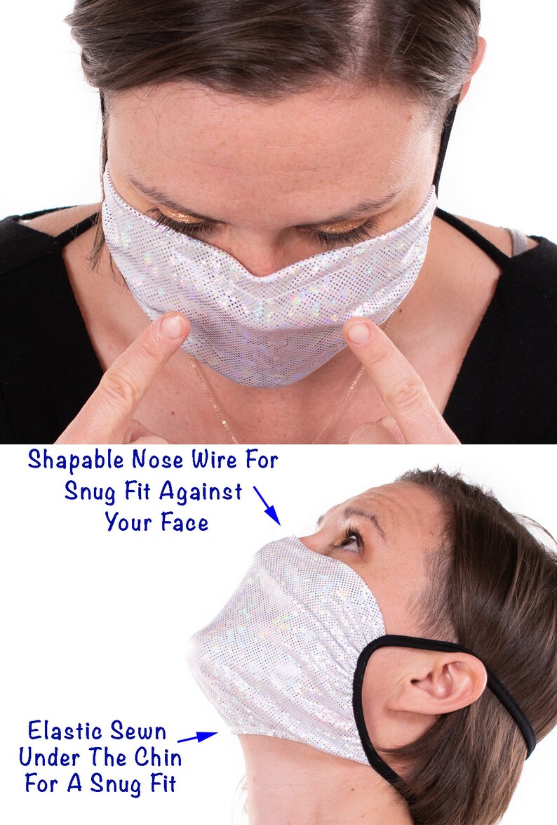 6 COLORS Shipping Now Holographic Disco Face Mask w/ Pocket | Etsy