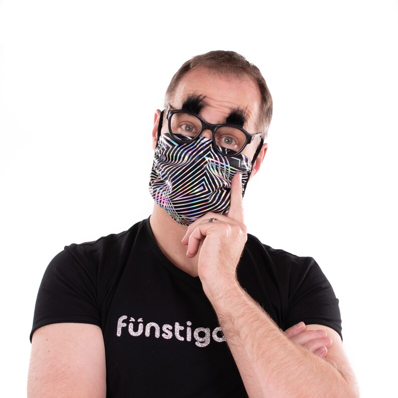 6 COLORS Shipping Now Holographic Disco Face Mask w/ Pocket | Etsy