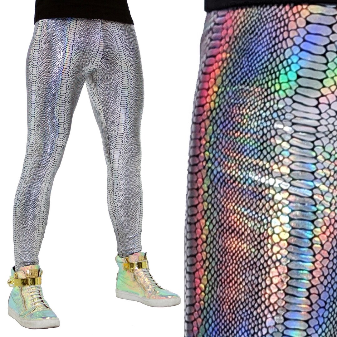 Silver Snake Holographic Meggings // Snake Skin Leggings // Iridescent ...