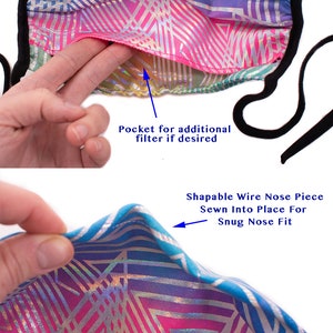 6 COLORS Shipping Now Holographic Disco Face Mask w/ Pocket | Etsy