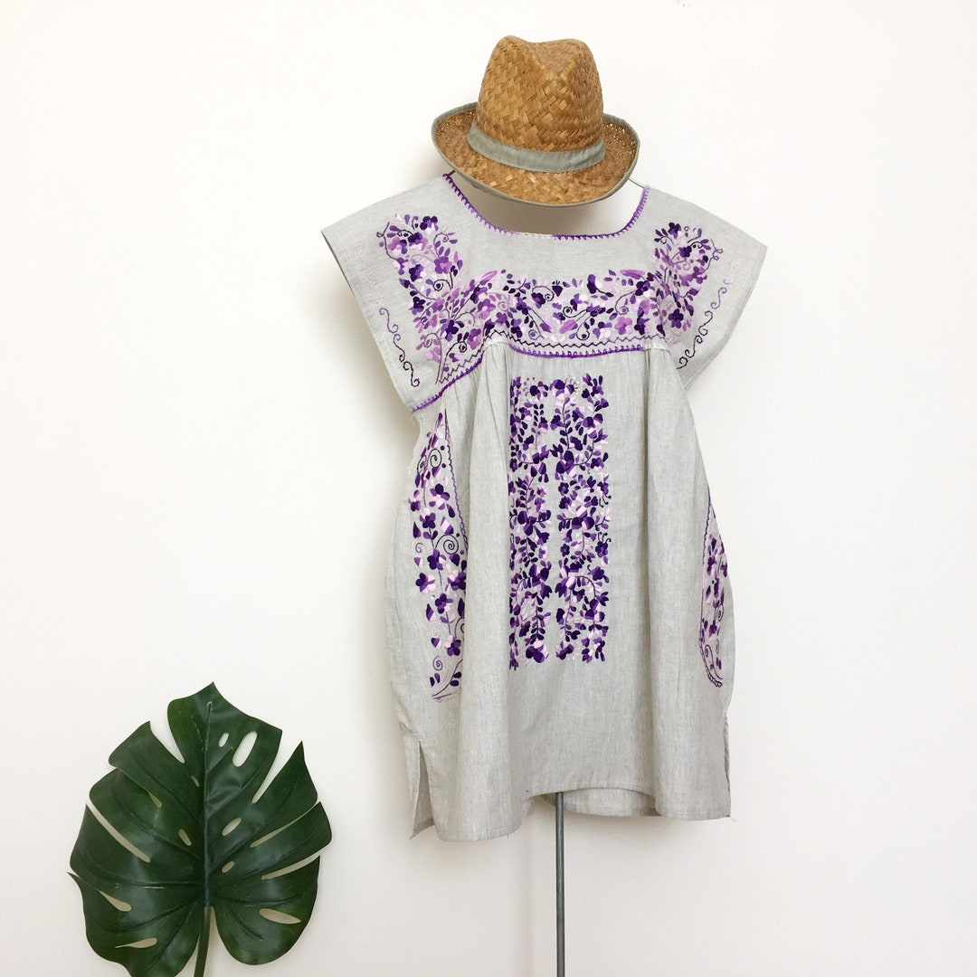 Mexican Blouse, Hand-embroidered Robe, Beautiful Colorful Mexican ...