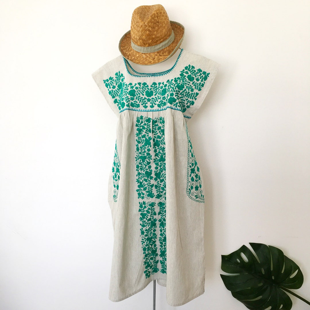 Mexican Embroidered Dress, Ethnic, Size S,M,L,XL Beautiful Handmade ...