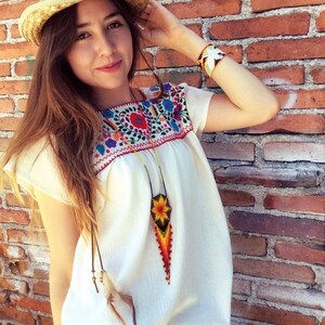 Mexican Tunic With Beautiful Traditional Embroidery From Puebla ...