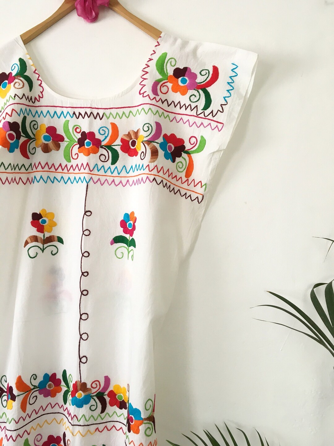 Beautiful Huipil, 100% Cotton, Hand Embroidered, Huipil, Mexican Dress ...