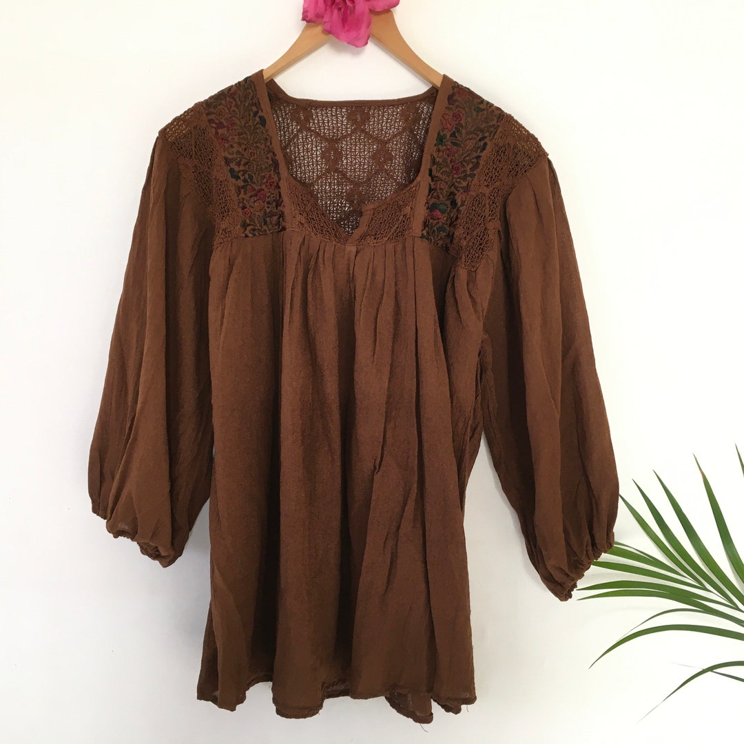 Mexican Embroidered Top, Size S,M,L,XL,XXL, Blouse Oaxaca, Mexican Tops ...