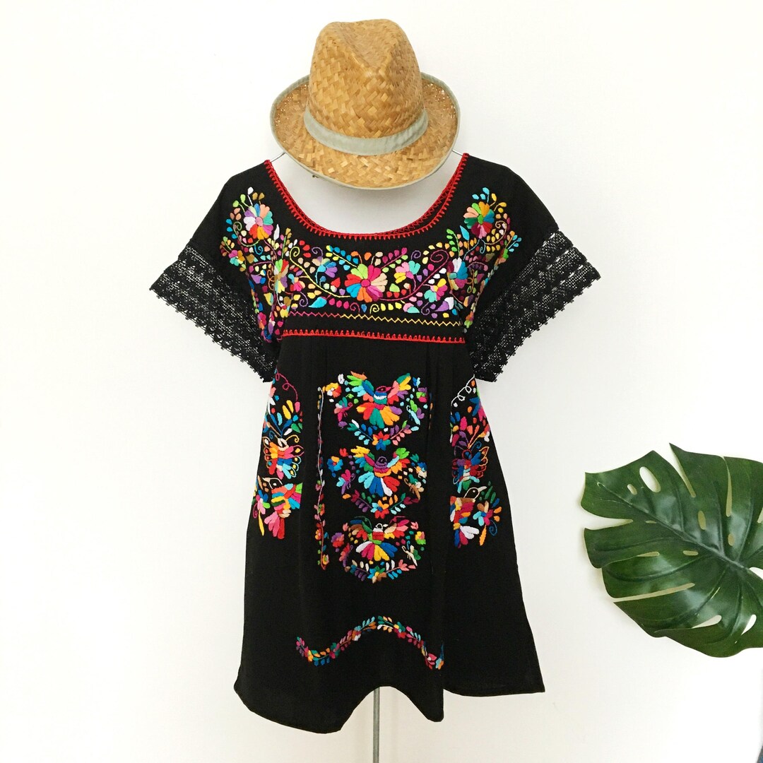 Mexican Top, Hand-embroidered Robe, Beautiful Colorful Mexican Hippie ...