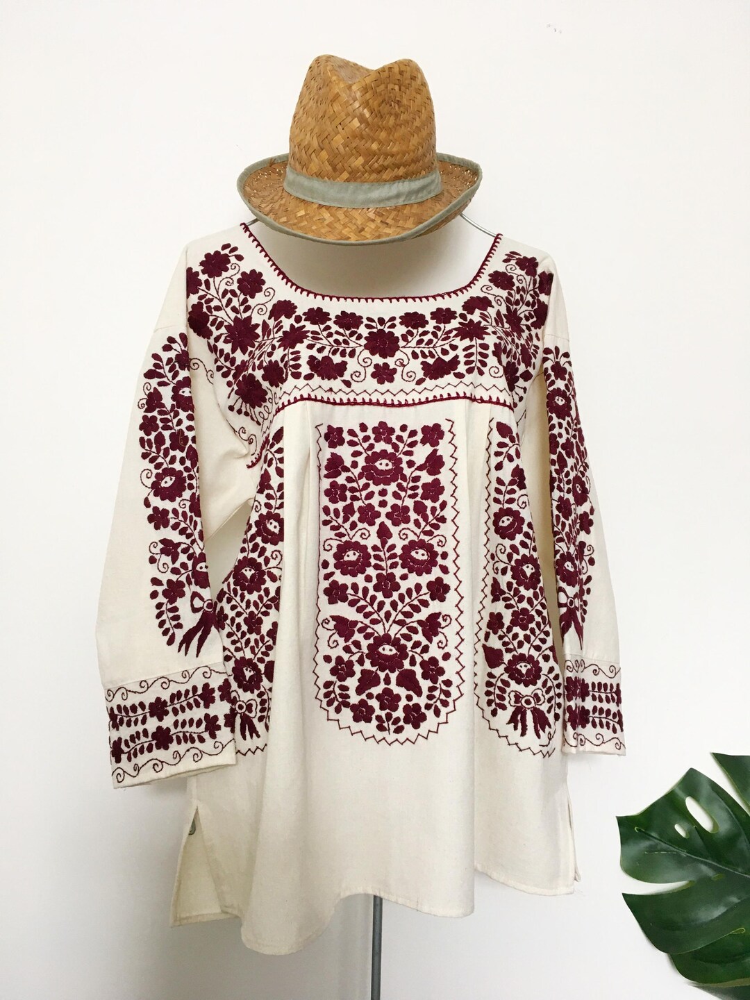 Mexican Blouse, Hand-embroidered Robe, Beautiful Colorful Mexican ...