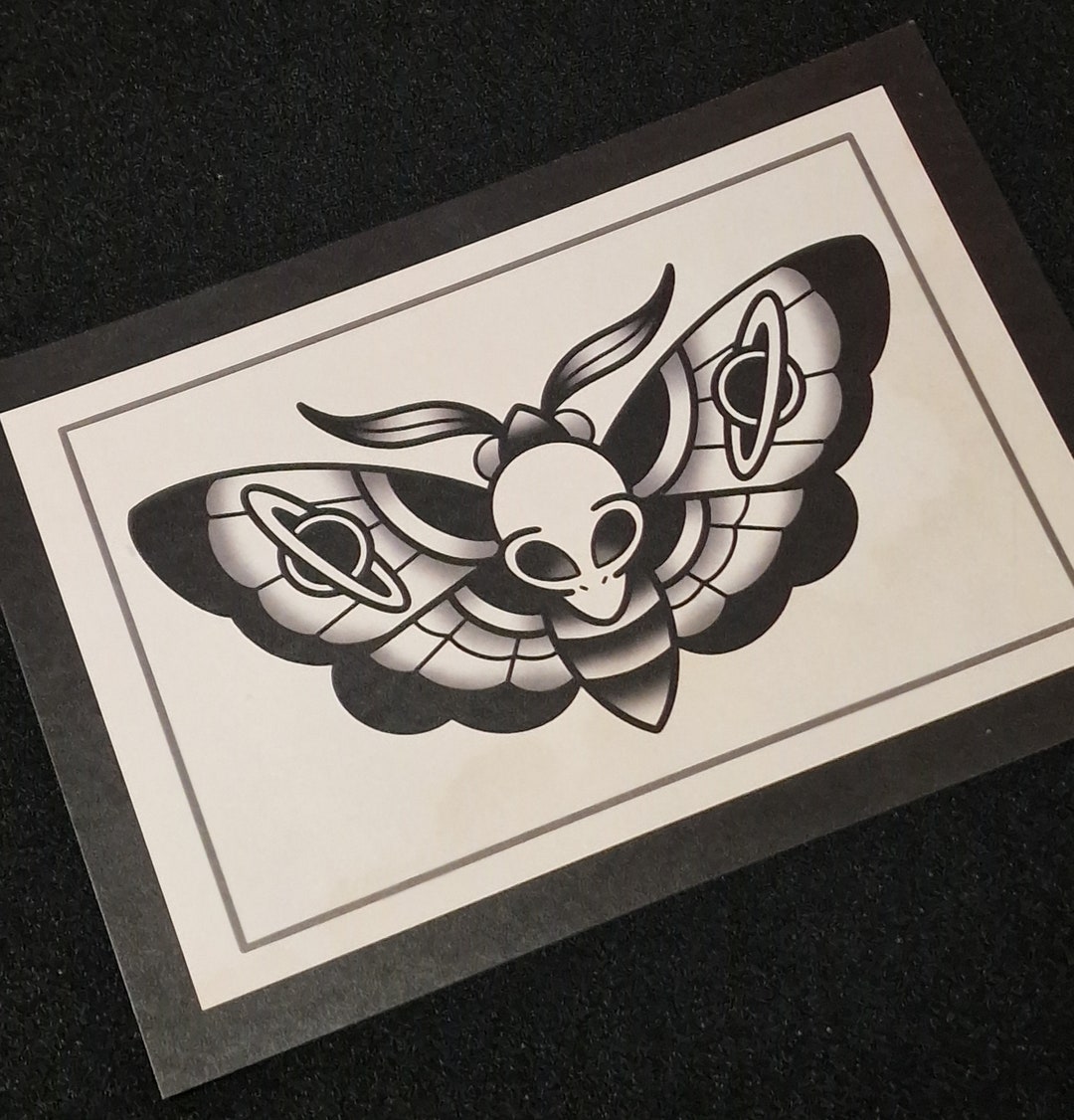 Traditional Alien Moth Tattoo Print A5 by George Humphrey - Etsy