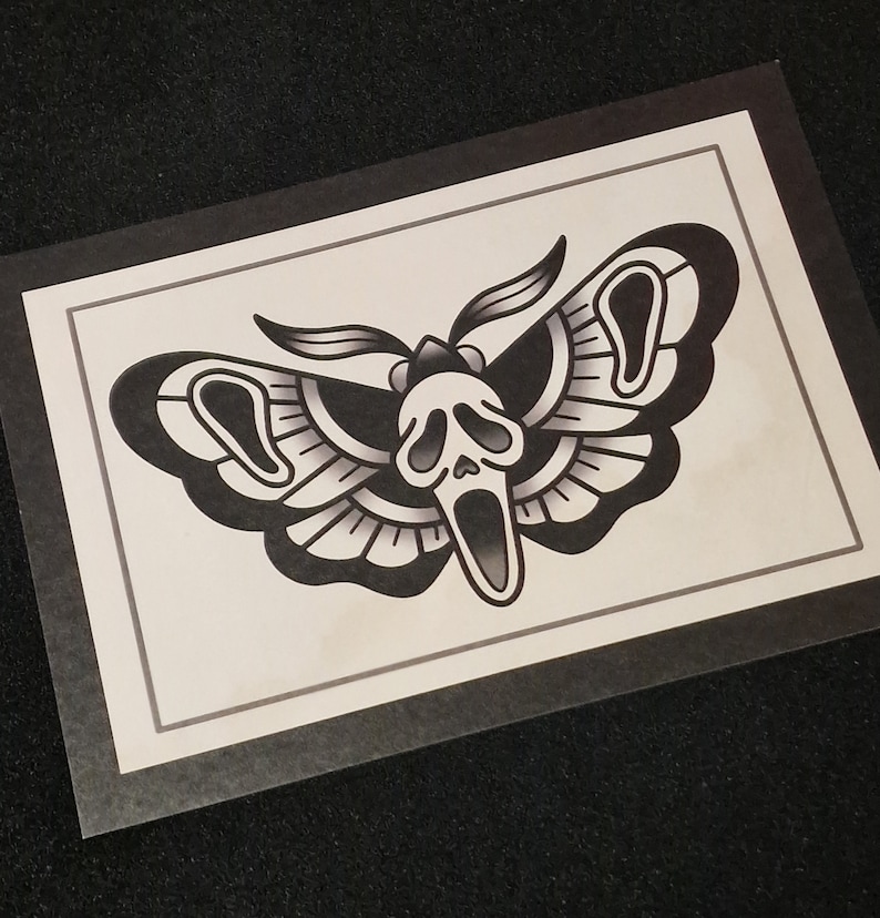 Traditional Ghostface Moth Tattoo Print A5 by George Humphrey - Etsy