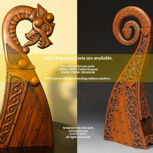 Matching Set: Viking Prow coiled Serpent & Viking Prow 2 drakkar Signed ...