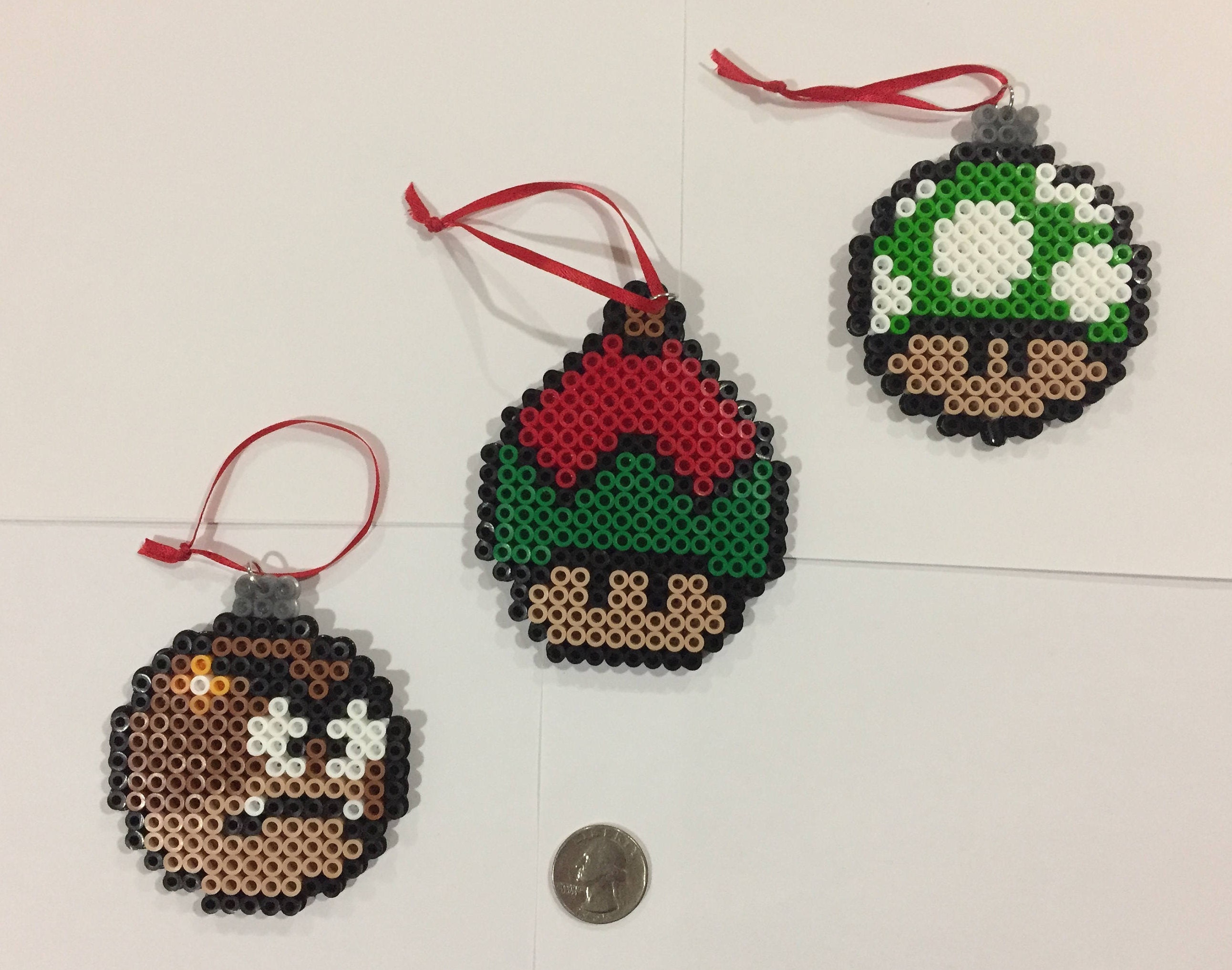 Super Mario Bros Christmas Ornament Perler Bead Set of 23 With Star - Etsy