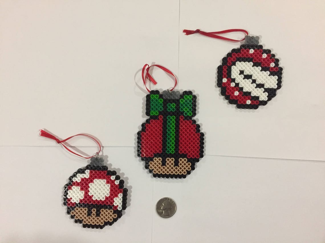 Super Mario Bros Christmas Ornament Perler Bead Set of 23 With - Etsy