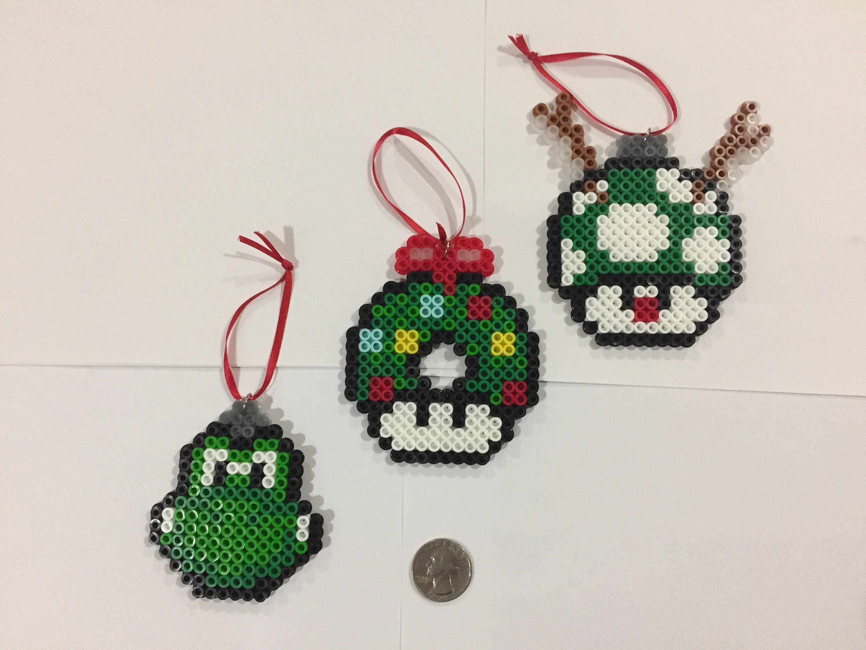 Super Mario Bros Christmas Ornament Perler Bead Set of 23 With Star - Etsy