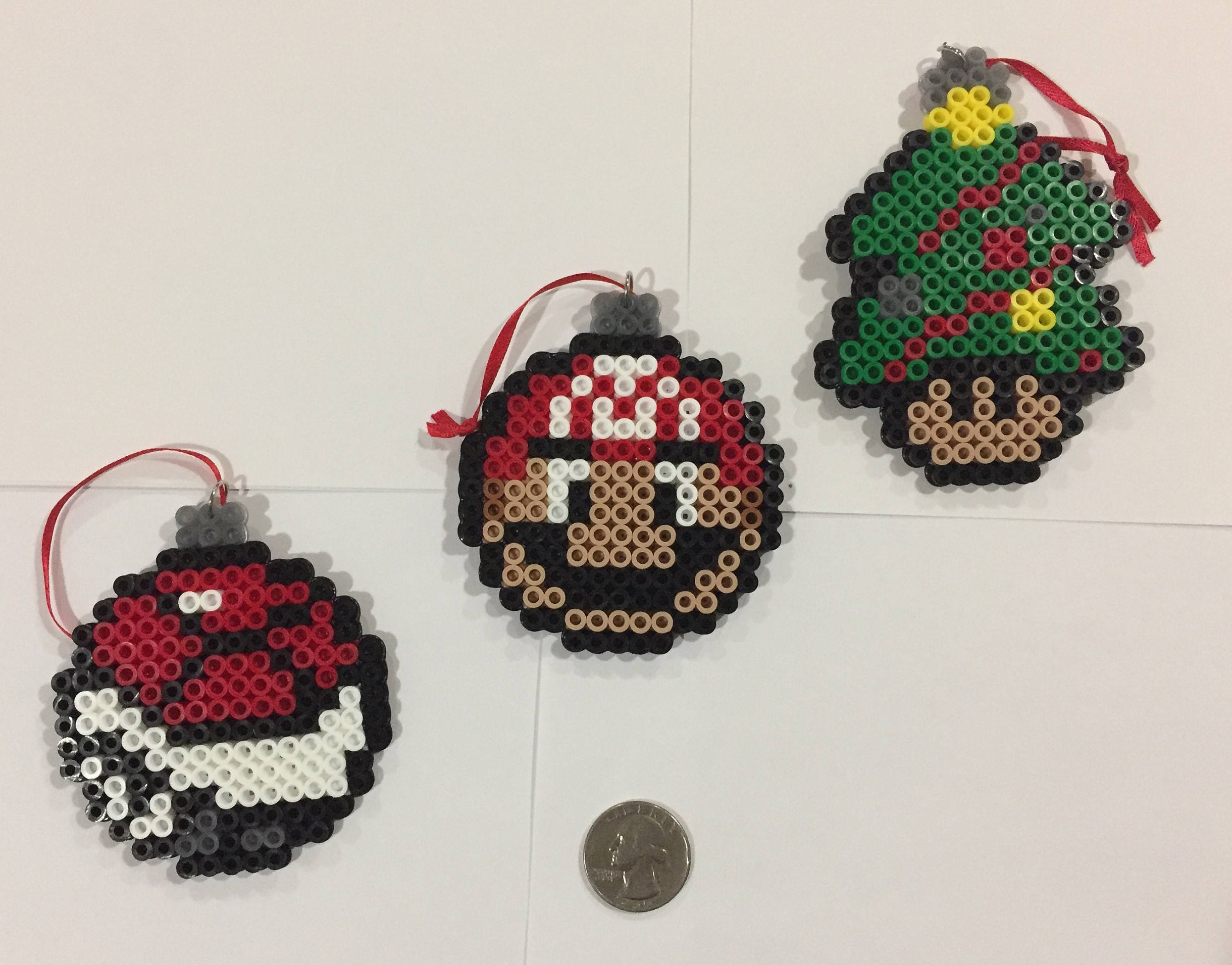 Super Mario Bros Christmas Ornament Perler Bead Set of 23 With Star - Etsy