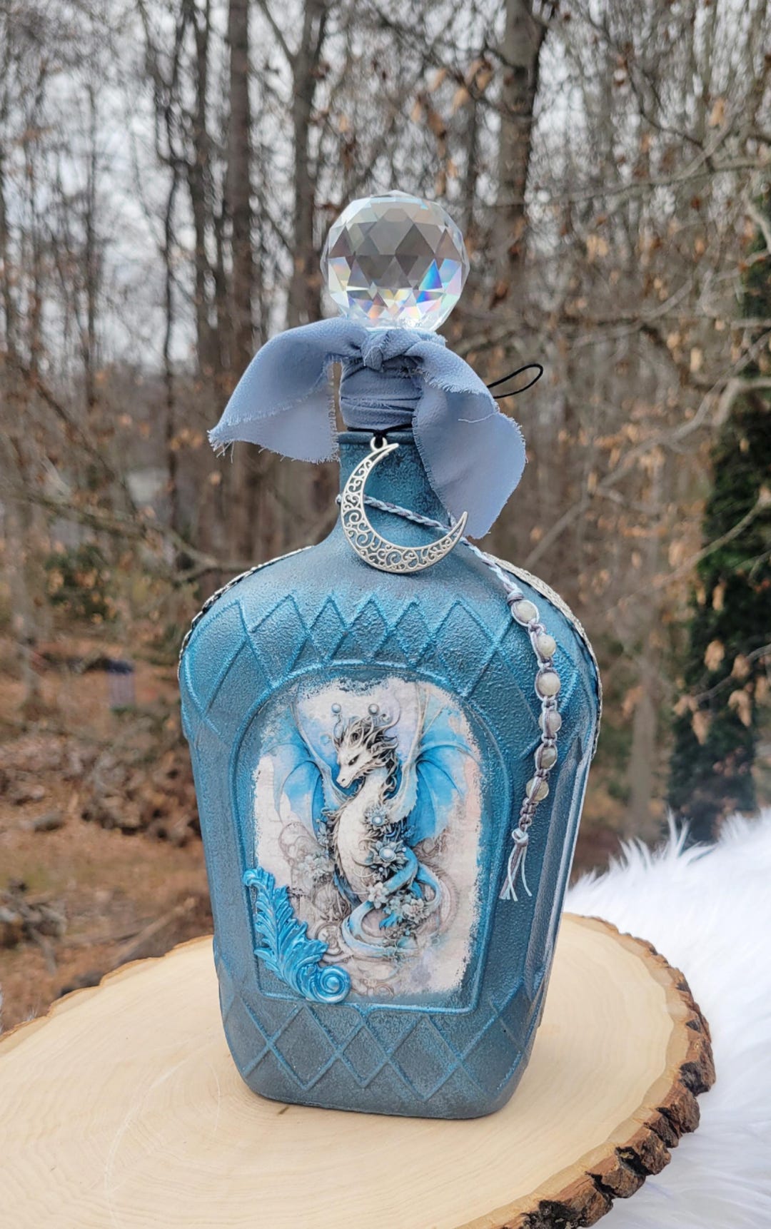 Blue Mythical Dragon Bottle Art - Etsy
