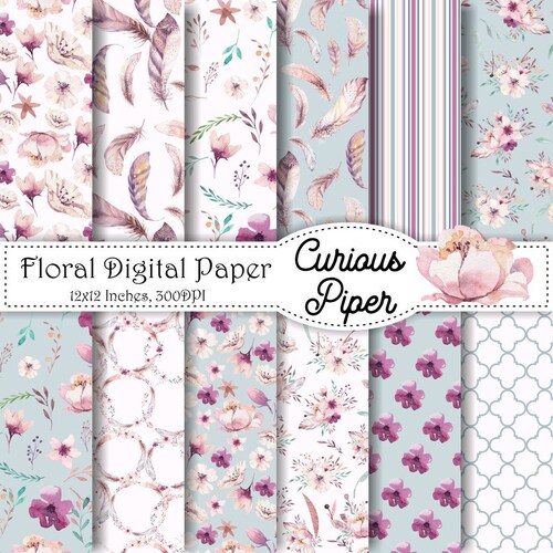 Watercolor Roses Flowers Digital Paper Flower Background | Etsy
