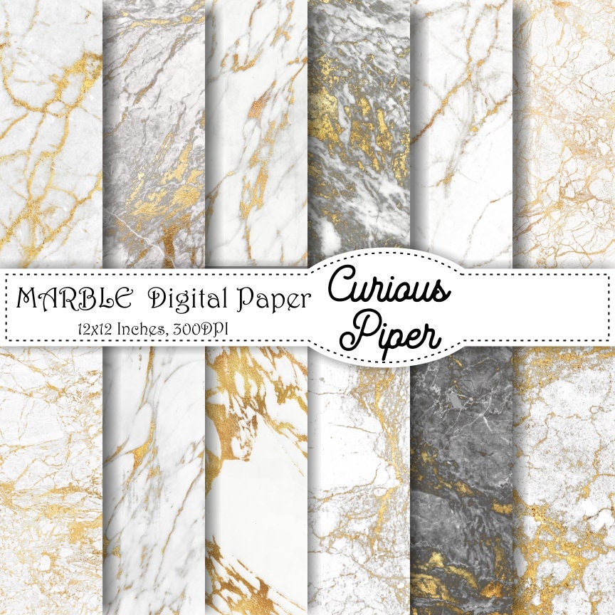 14 Designs Instant Download Files Marble Digital Paper Black and White ...