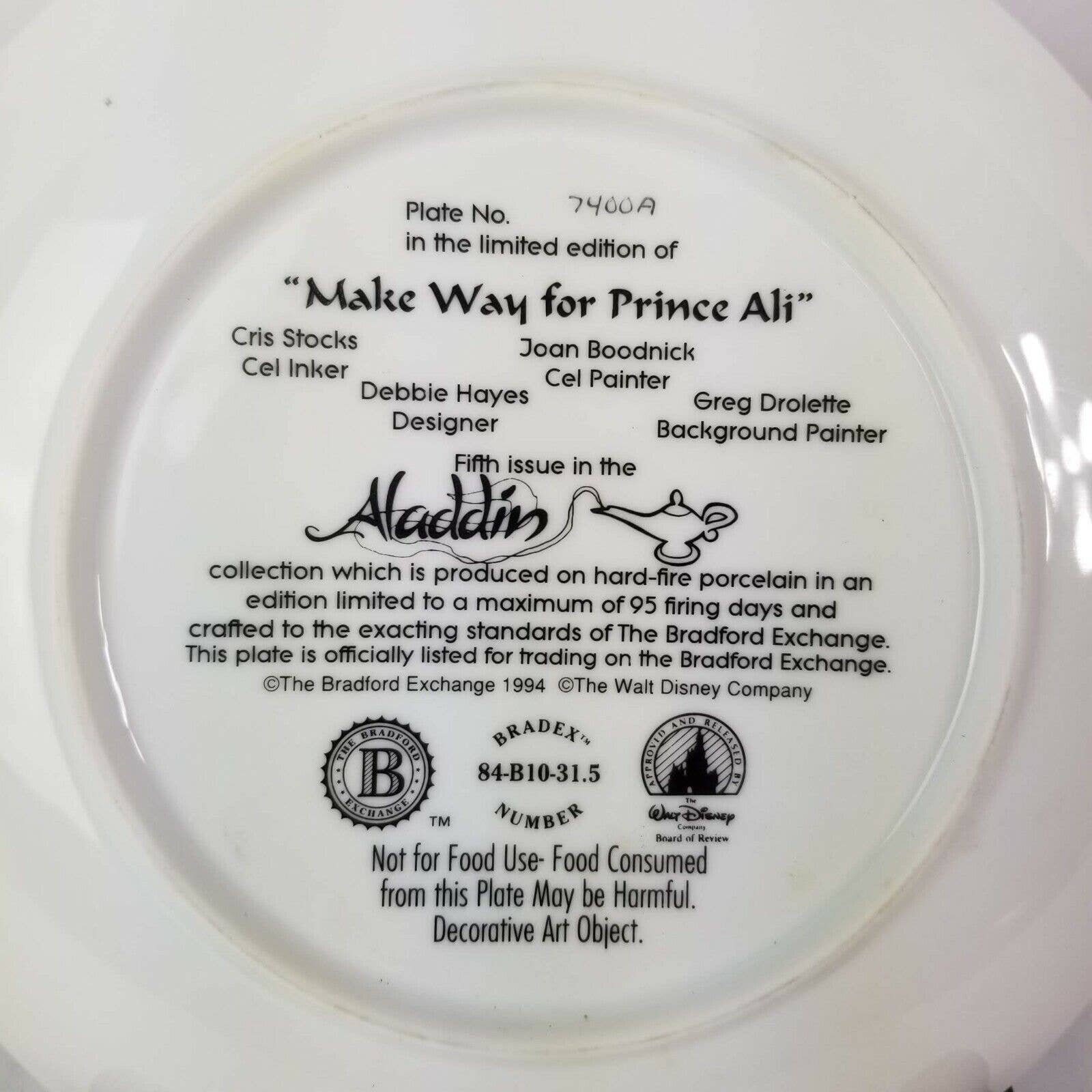 Disney Collector Plate Aladdin Make Way for Prince Ali Bradford ...