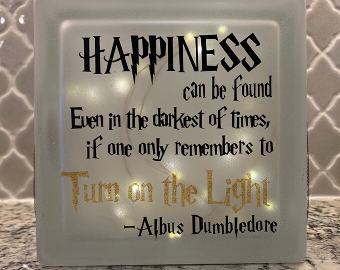 Harry Potter Quote Happiness Glass Block With Lights ~ Free Shipping ...