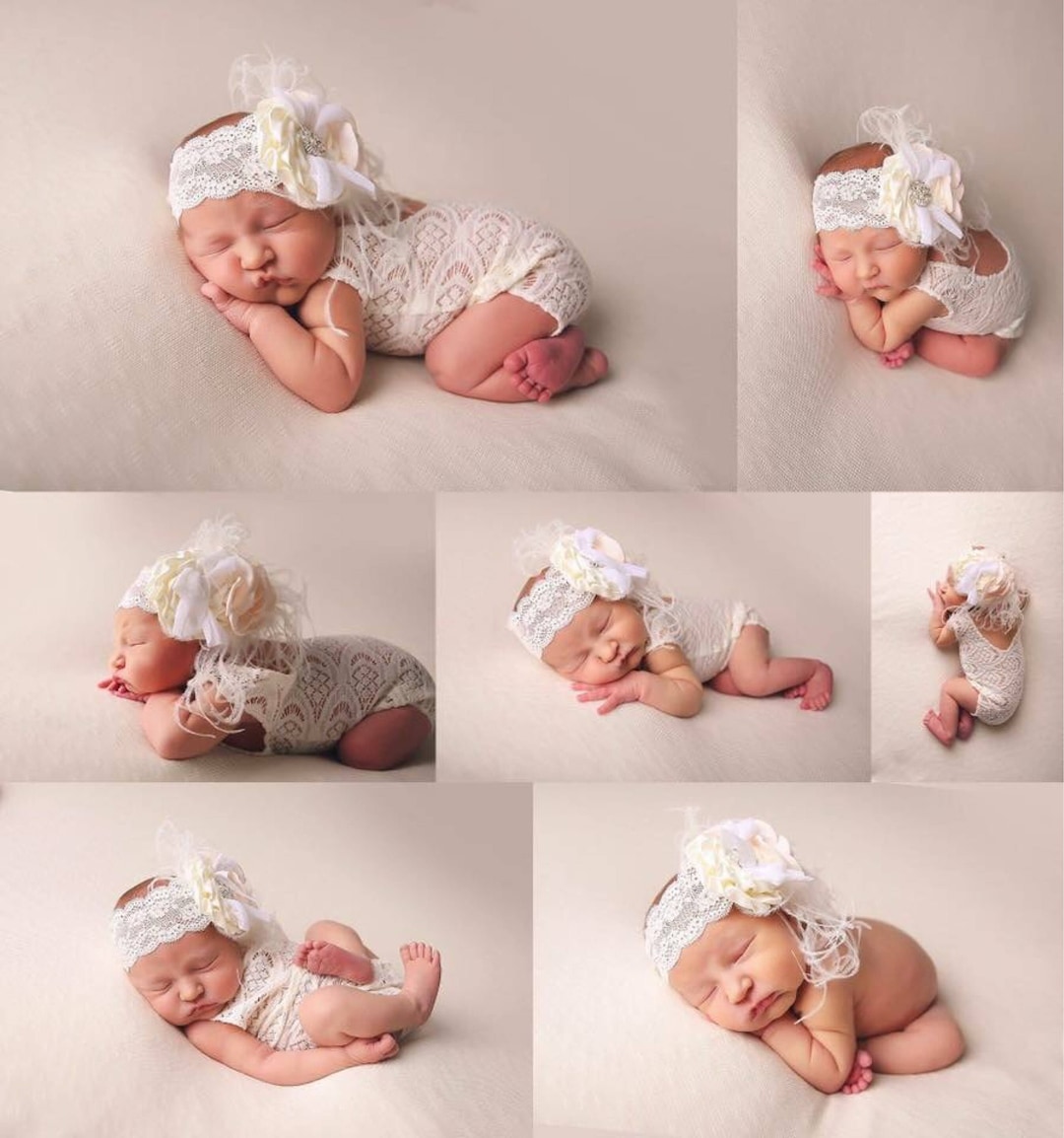 Lace Newborn SALE V BACK Romper Photo Prop With Matching Feather ...
