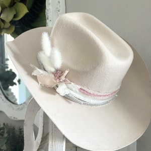 Cowboy Hat Wool Cowboy Hat Ivory Cowgirl Hat Girls Lace Cowboy Hat ...
