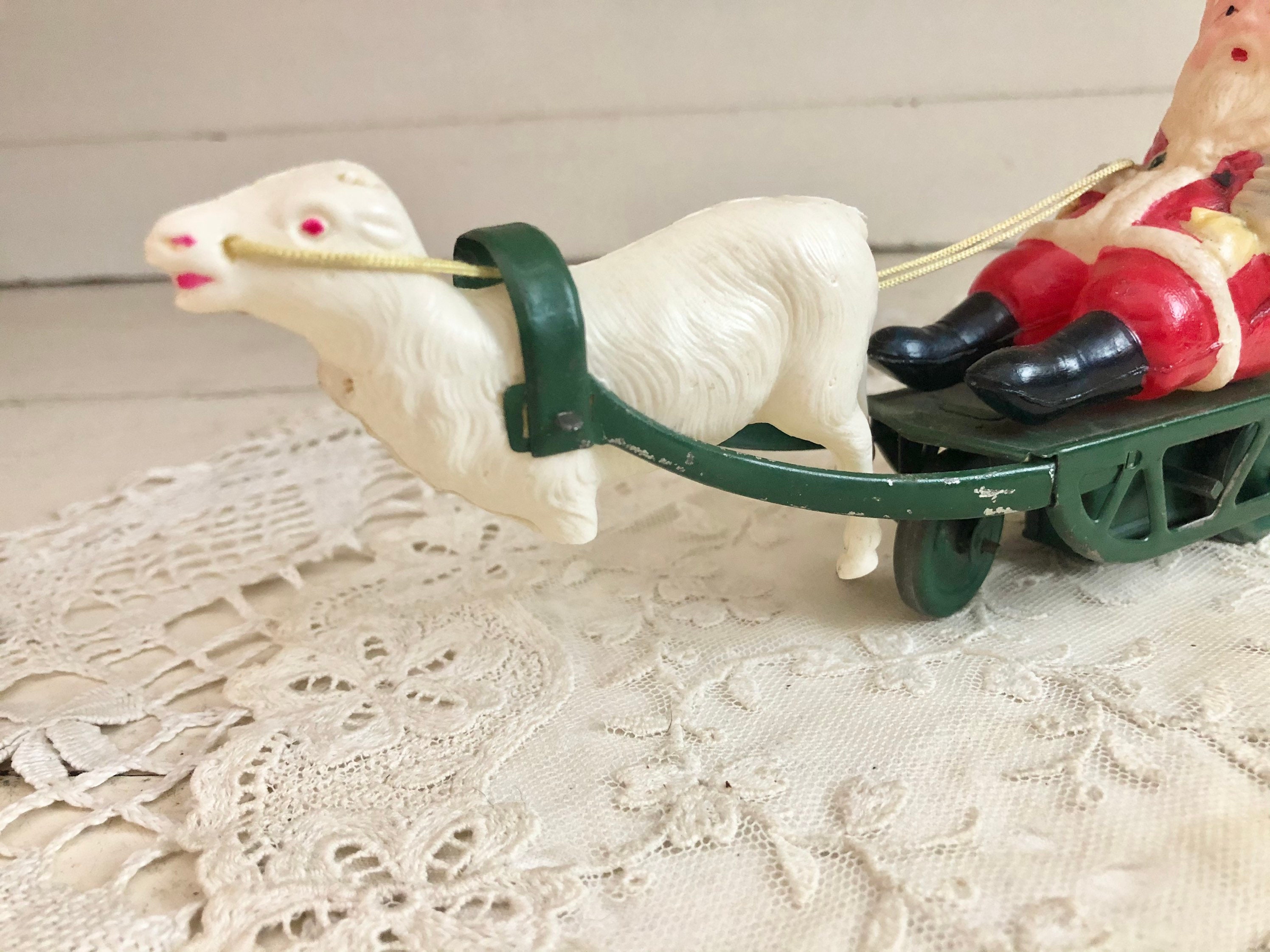 Vintage Celluloid Santa in Metal Sleigh Wind Up Toy | Etsy