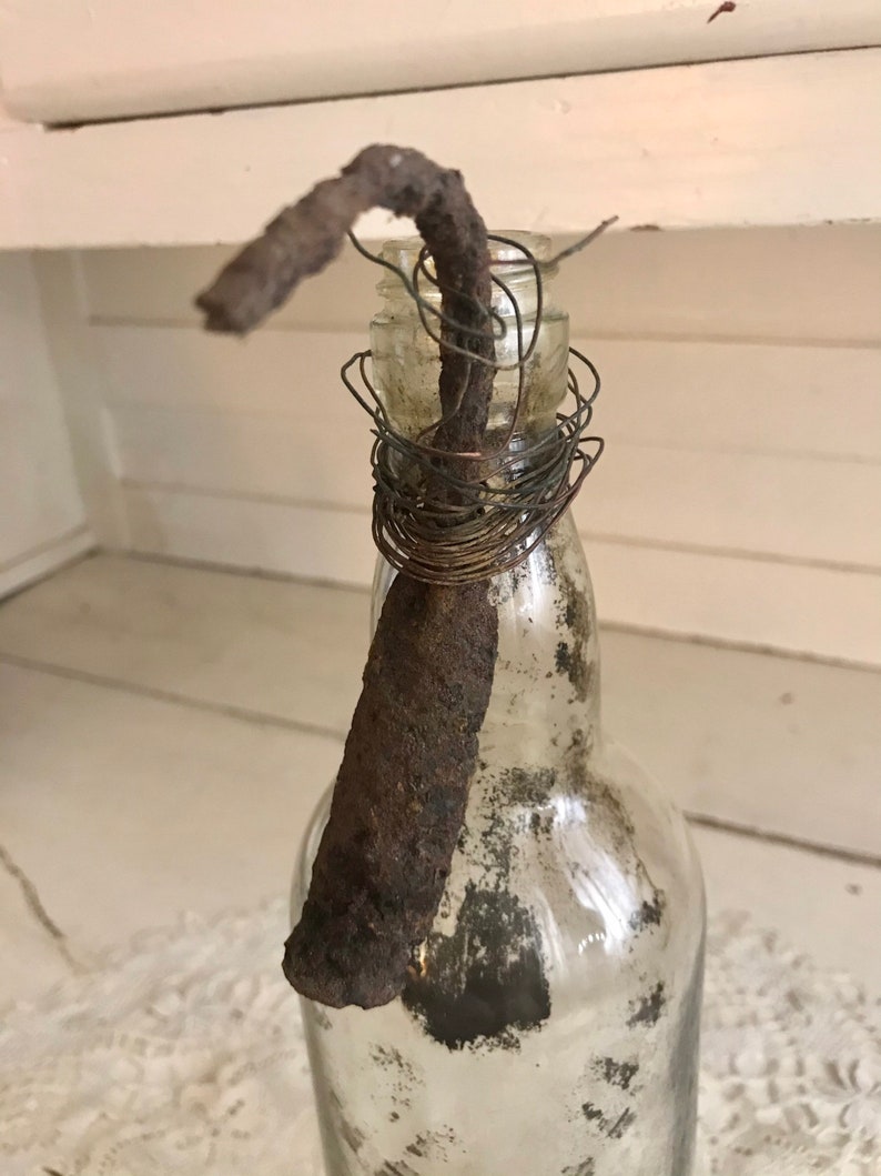 Crazy Old Rusty Wire Wrapped Wine Bottle - Etsy