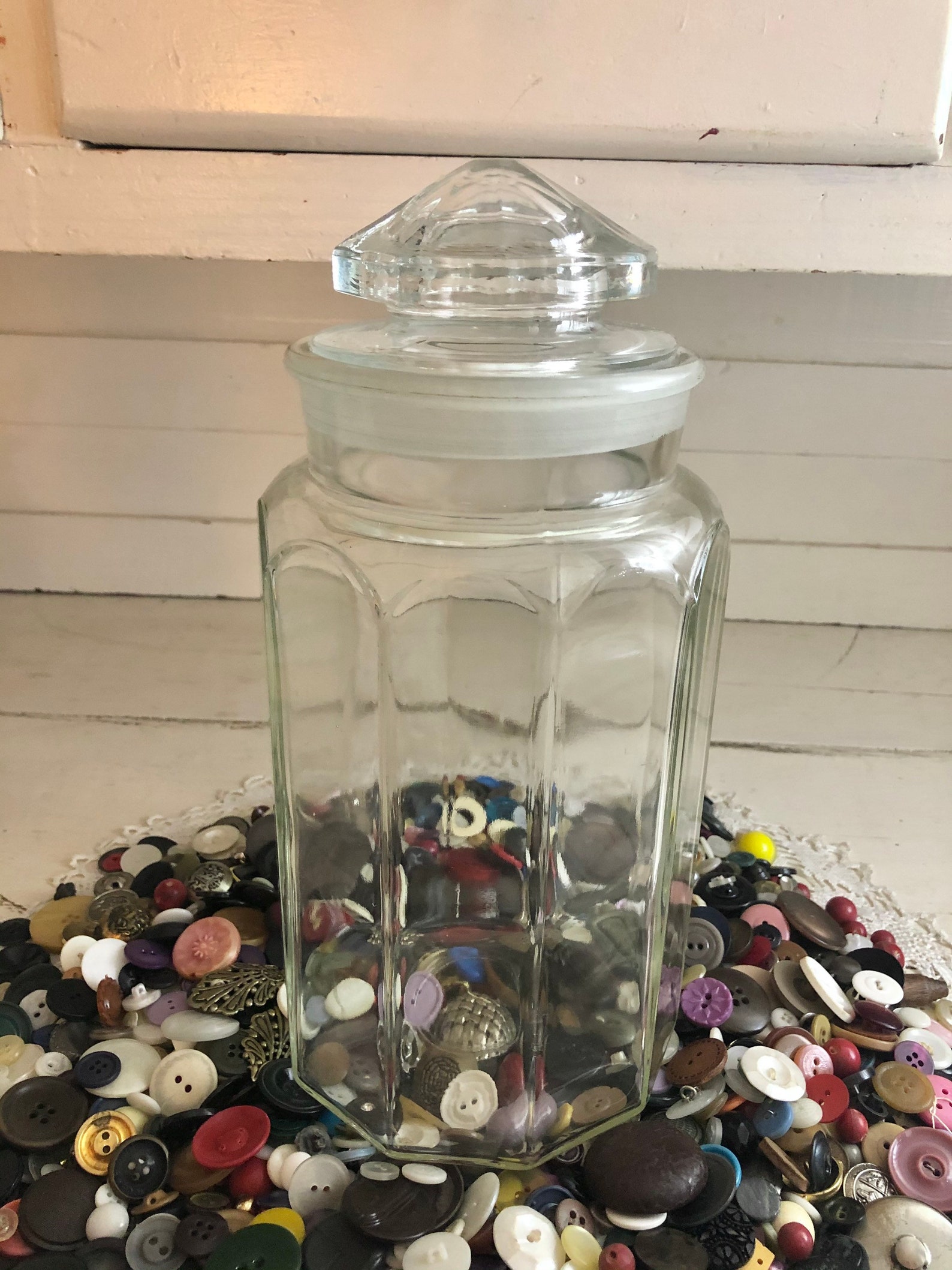 Antique General Store Candy Jar FULL of Vintage Buttons | Etsy