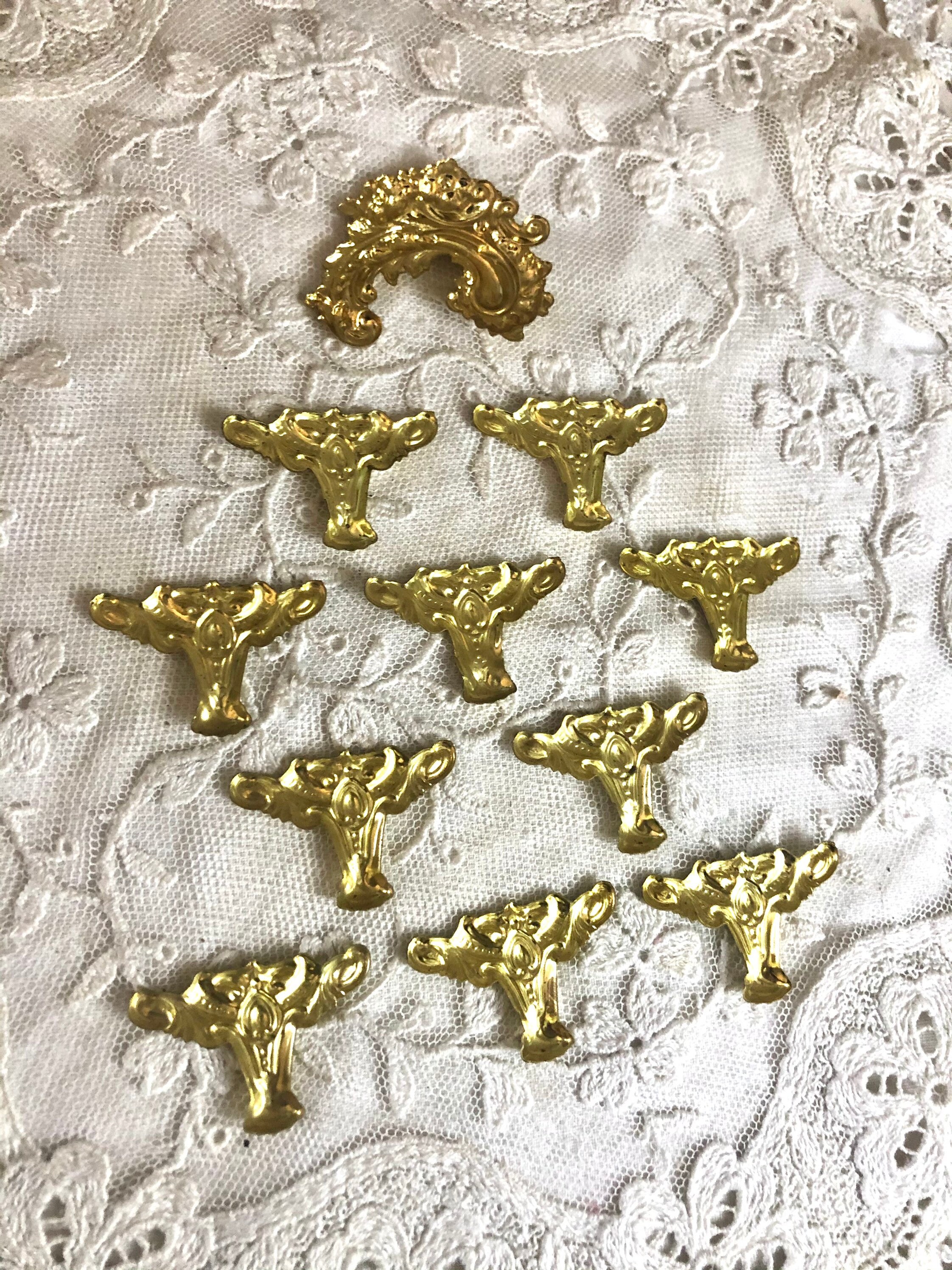 Vintage Gold Embossed Metal Appliqués Filigrees Corners - Etsy