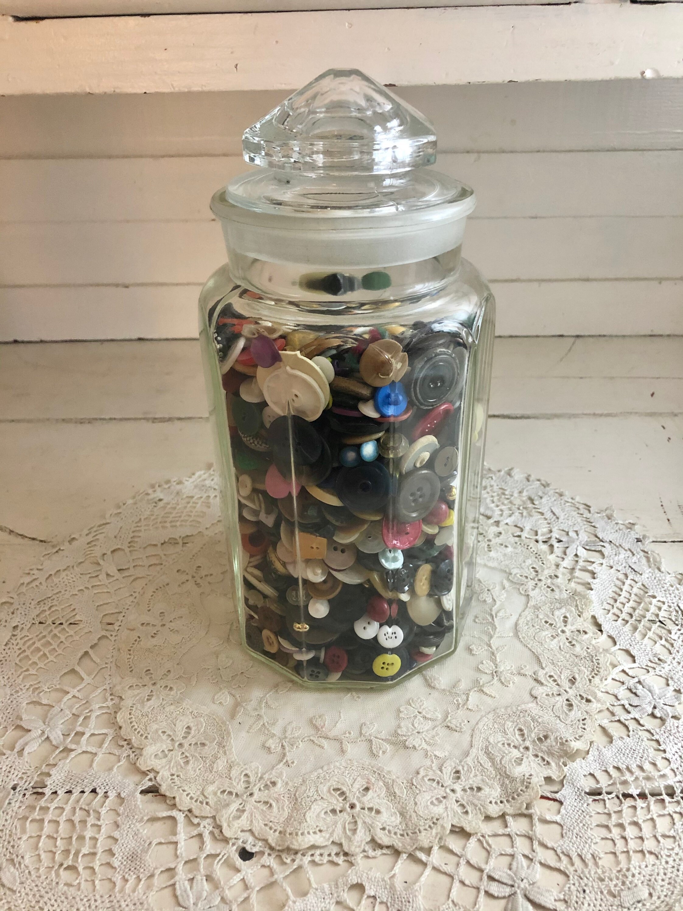 Antique General Store Candy Jar FULL of Vintage Buttons | Etsy