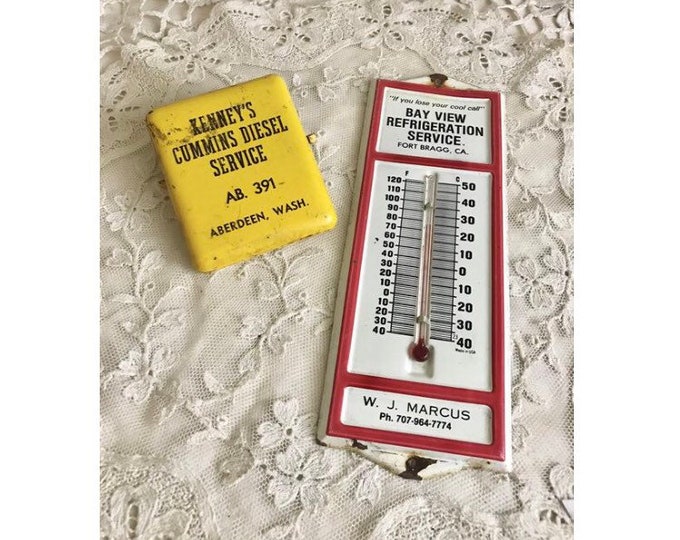 Vintage Advertising Clip and Thermometer Mens Shop Garage - Etsy
