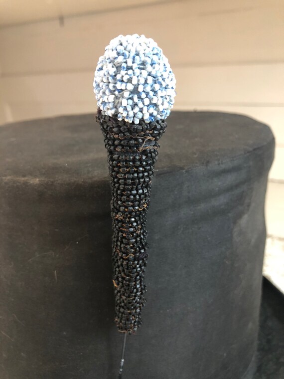 Antique Beaded Hat Pin Seed Beads - Gem