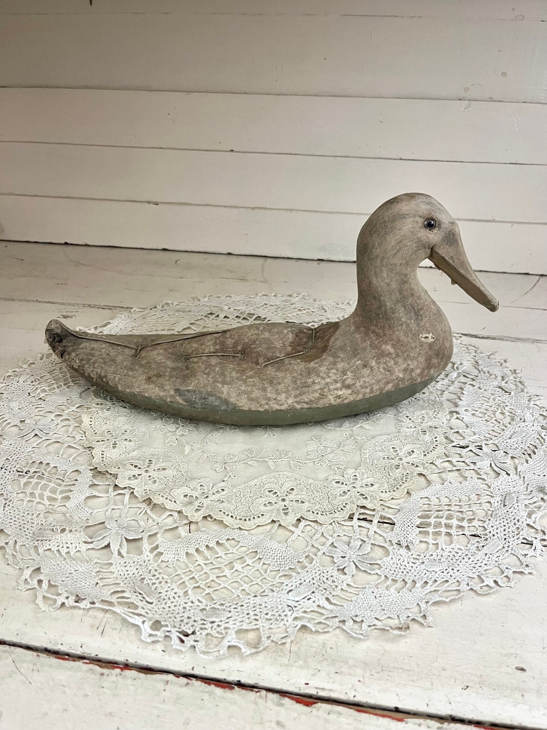 Antique Duck Decoy Canvas Handmade Glass Eyes #2 - Etsy