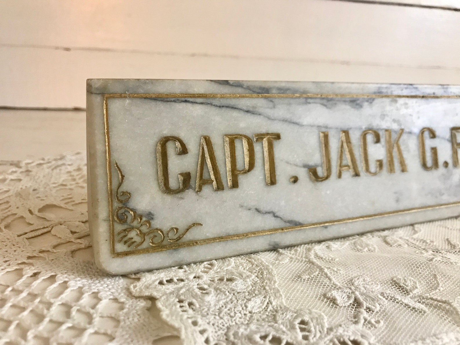Vintage Marble Captain Jack G Ferguson Sign Military - Etsy