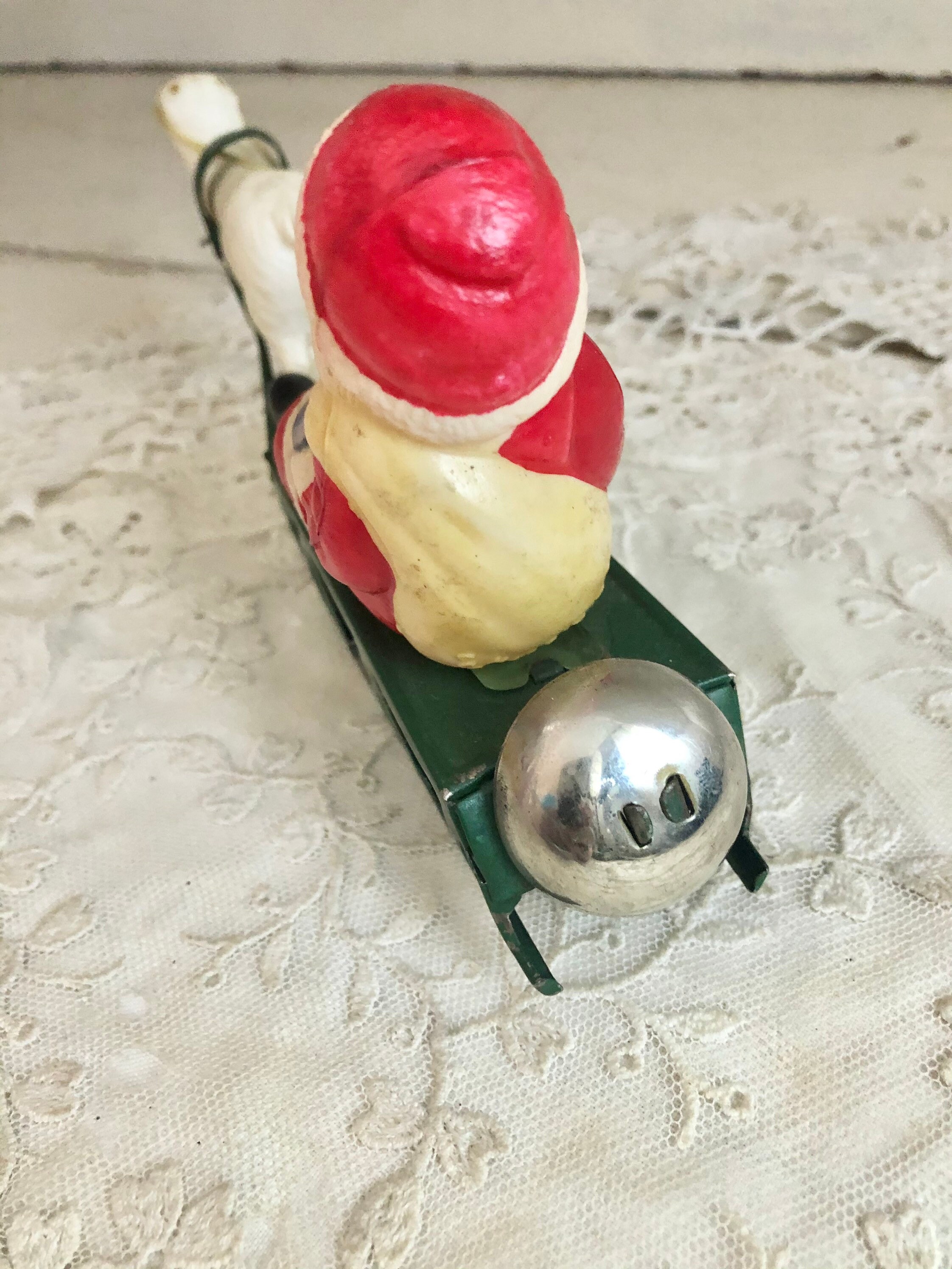 Vintage Celluloid Santa in Metal Sleigh Wind Up Toy | Etsy