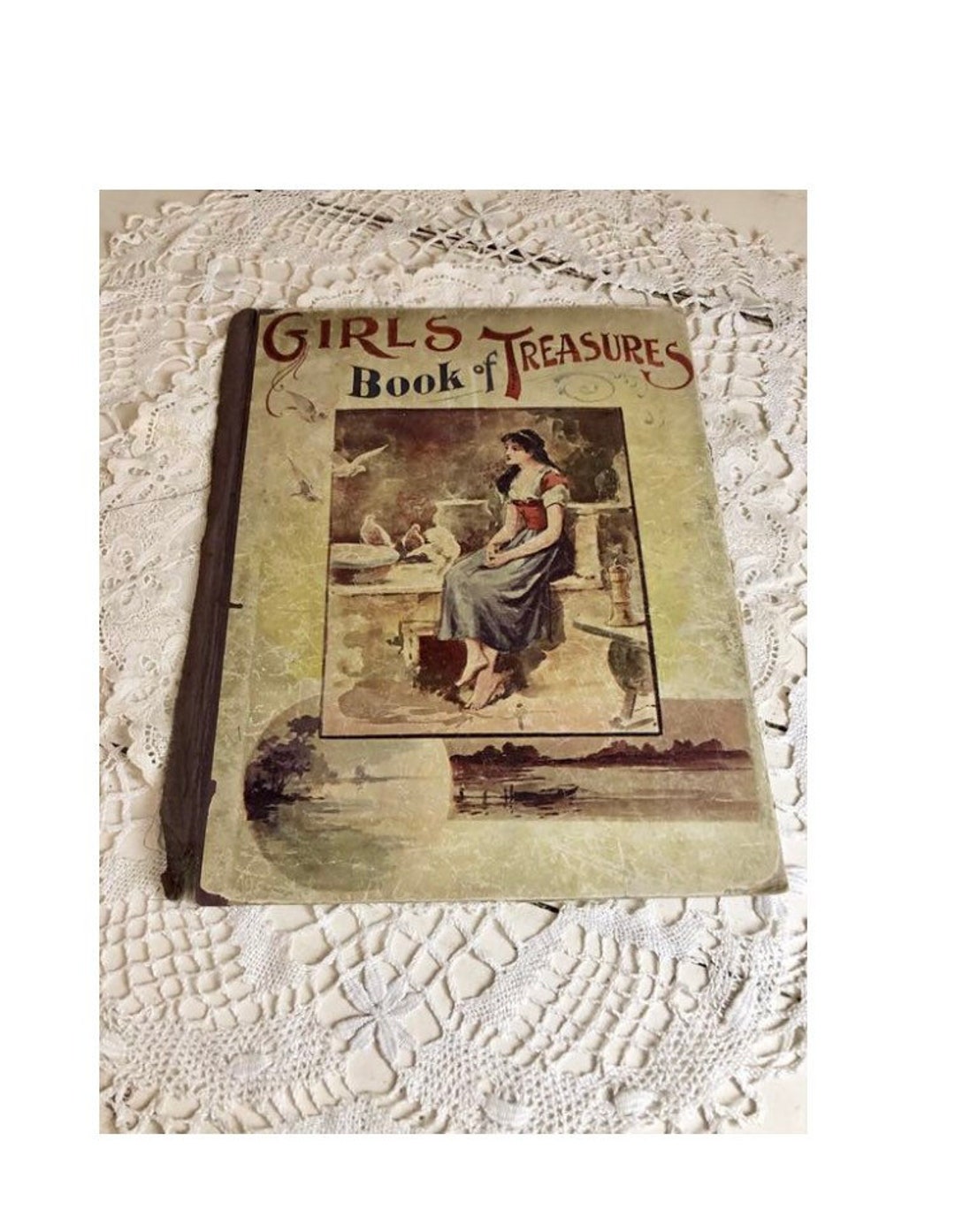 Antique Book Cover Girls Book of Treasures - Etsy
