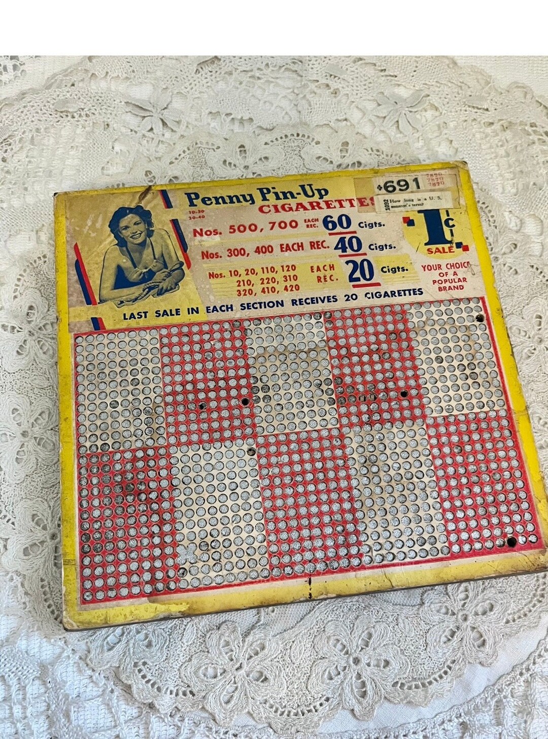 Vintage 1940’s Penny Pin up Punchboard - Etsy