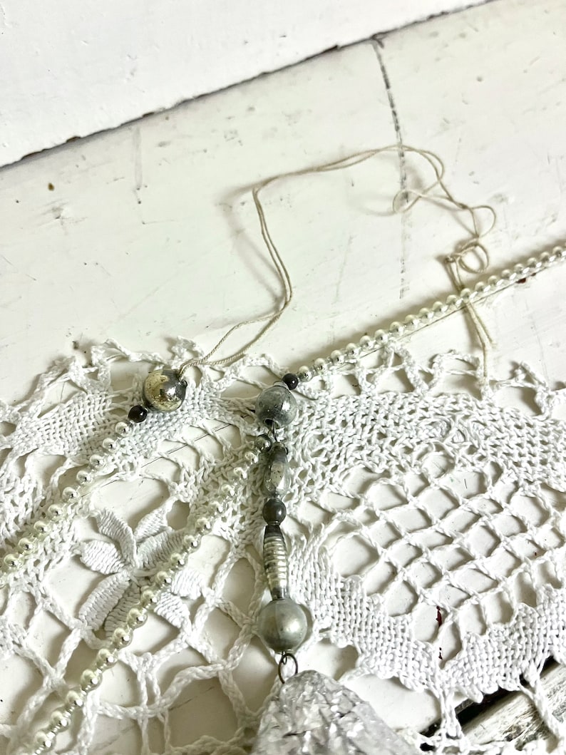 Antique Mercury Glass Garland Unique Handmade Beads Bells - Etsy