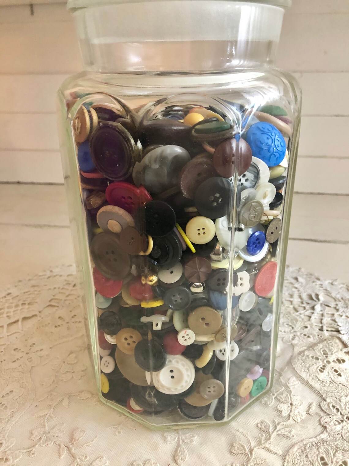 Antique General Store Candy Jar FULL of Vintage Buttons | Etsy