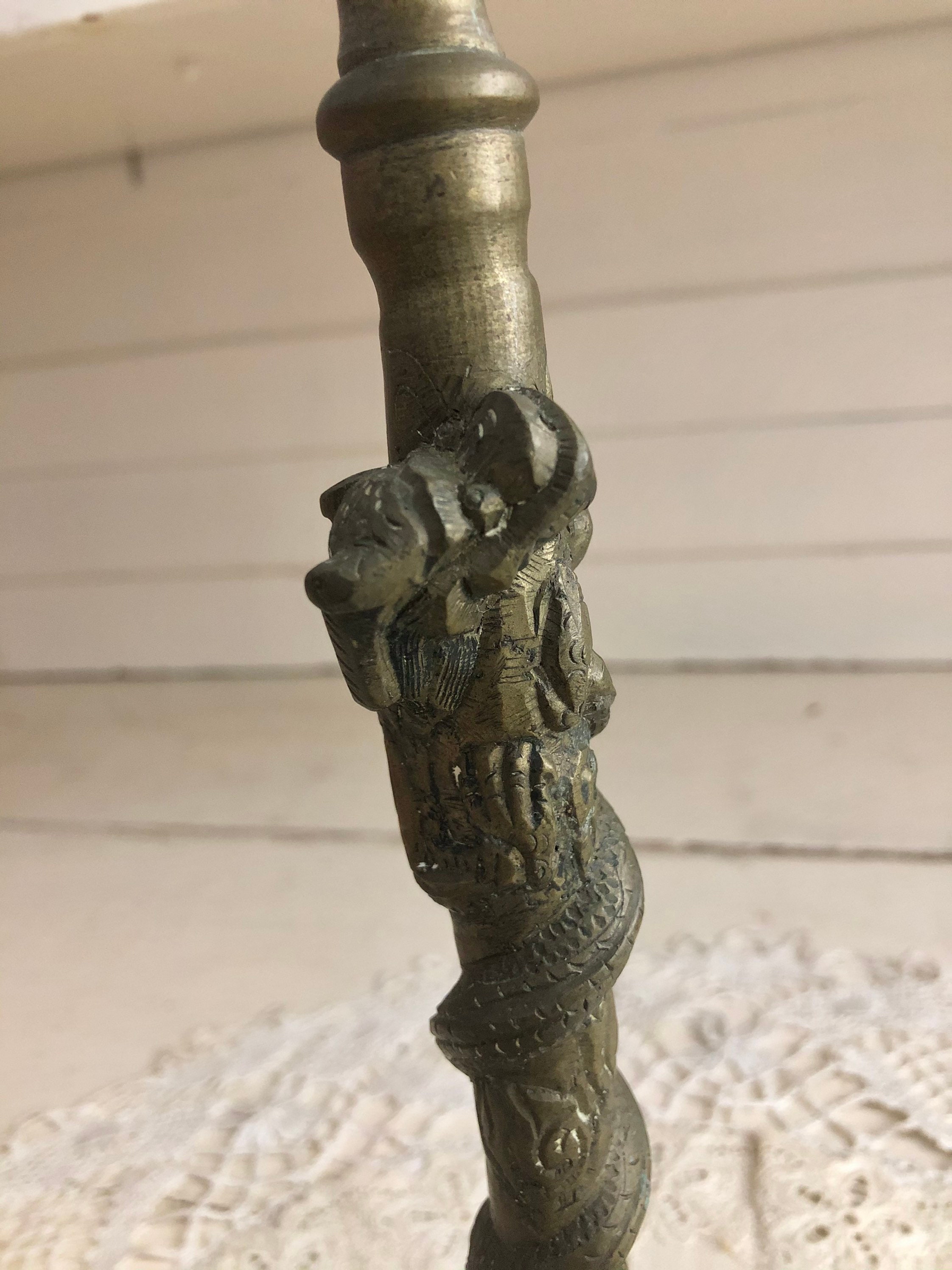 Vintage Dragon Candlestick Brass Large | Etsy