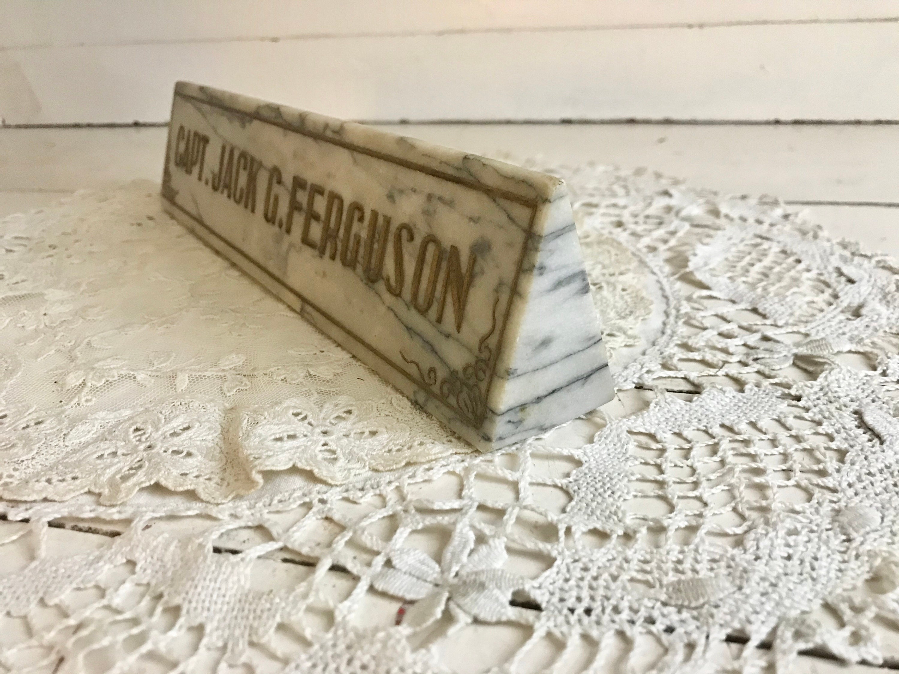 Vintage Marble Captain Jack G Ferguson Sign Military - Etsy